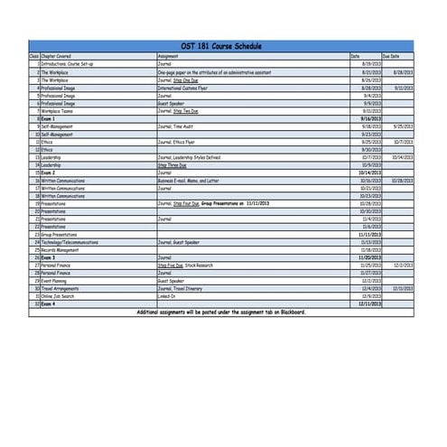 Ost 181 course schedule | PDF