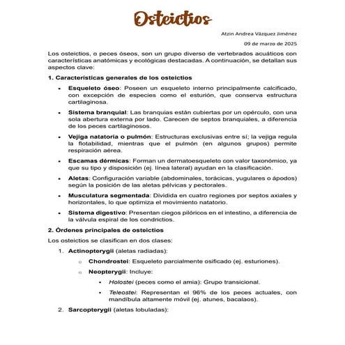 ¿Qué son los osteictios o tambien conocidos como peces óseos? | PDF