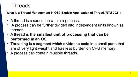 Threads Operating System Ppt