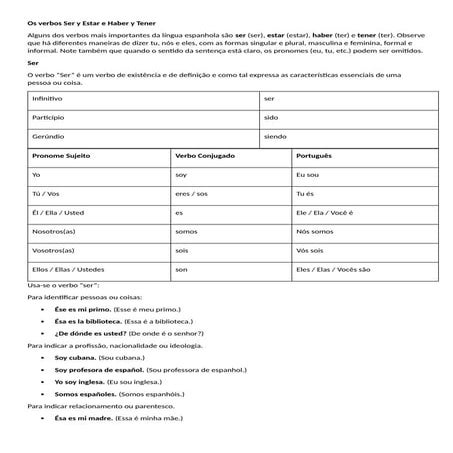 Aula 4 verbos presente indicativo ser, ter e estar | PDF