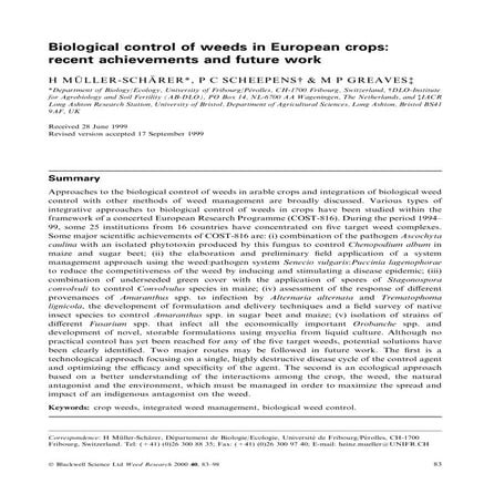 Biological Control of Weeds | PDF | Agriculture | Industries