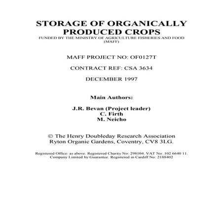 Storage of Organically Crops | PDF