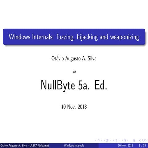 Windows Internals Fuzzing Hijacking And Weaponizing Kernel Objects Ppt