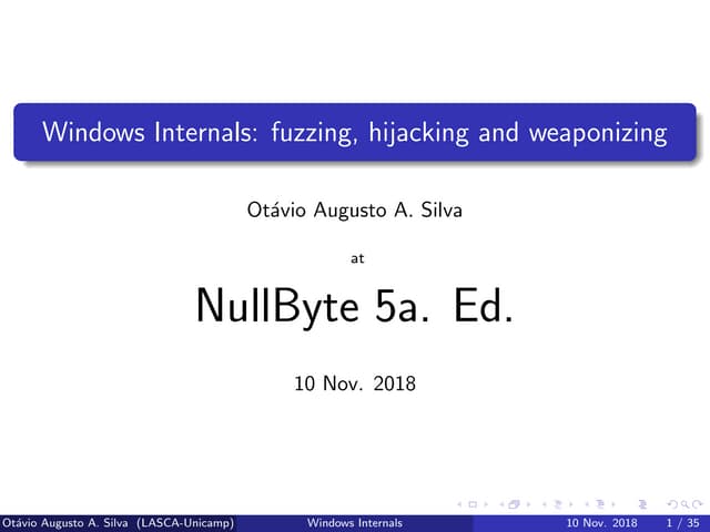 Windows Internals Fuzzing Hijacking And Weaponizing Kernel Objects Ppt