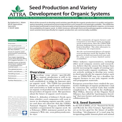 Seed Production and Variety Development | PDF