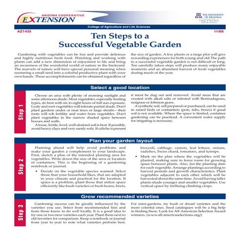 Ten Steps to a Successful Vegetable Garden | PDF