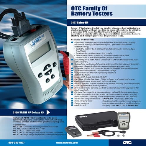 OTC 3181 Heavy Duty Battery Load Tester User Manual | PDF