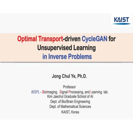 Optimal transport driven CycleGAN for unsupervised learning in inverse problems | PDF