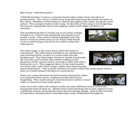 Bloc Party Analysis | DOCX | Music | Entertainment