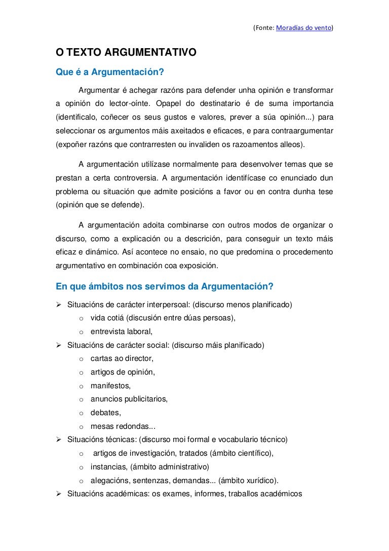 O texto argumentativo