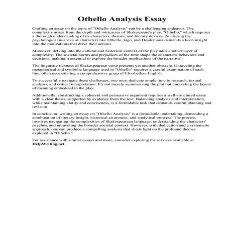 Othello Analysis Essay. Character analysis of othello essay examples ...