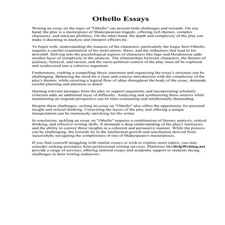 Othello Essays.pdf | Stocks and Bonds | Personal Investing