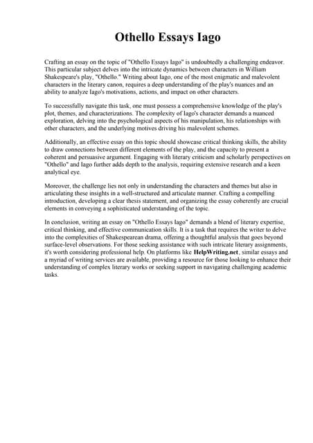 Othello Essays Iagopdf