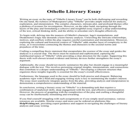 Othello Literary Essay.pdfOthello Literary Essay | PDF | Books and Literature