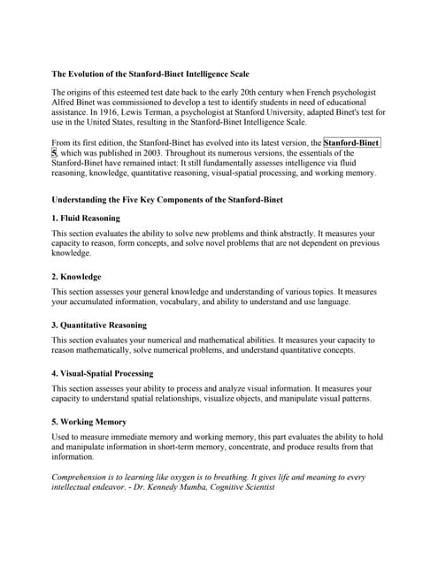 Stanford-Binet Intelligence Scale | PPTX