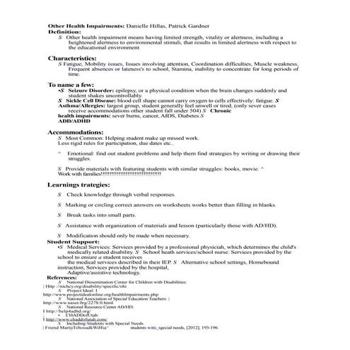 Teaching Strategies for Children with Health Impairments | PDF