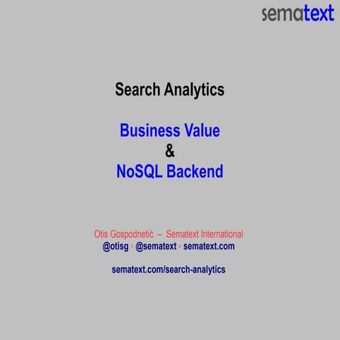 Search Analytics Business Value & NoSQL Backend | PDF