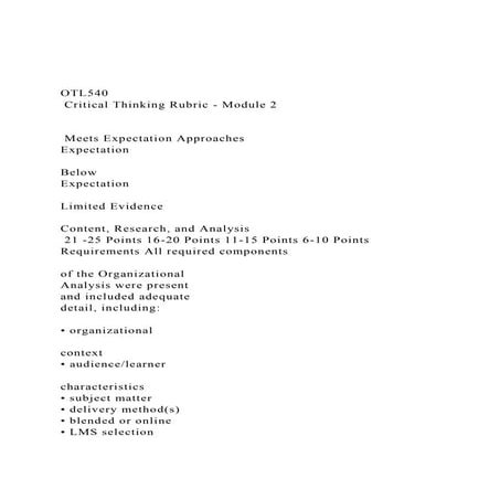 MGT520 Critical Thinking Writing Rubric - Module 10 .docx