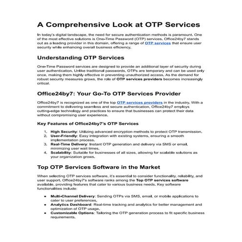 A Comprehensive Look at OTP Services provider | PDF
