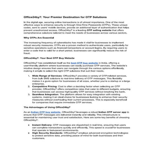 Best OTP SMS Provider in India | OTP Verification | PDF