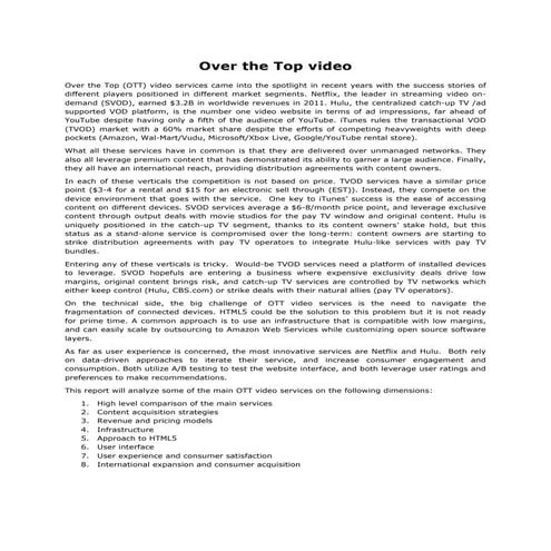 Ott video report | PDF