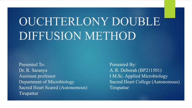 Ouchterlony double diffusion and Radial immunodifusion | PPTX