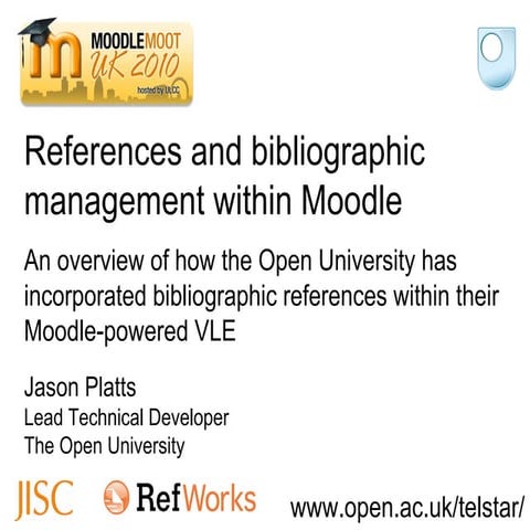References and bibliographic management within Moodle | PPT ...