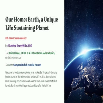 13.Our-Home-Earth-a-Unique-Life-Sustaining-Planet.ppt/8th class science ...