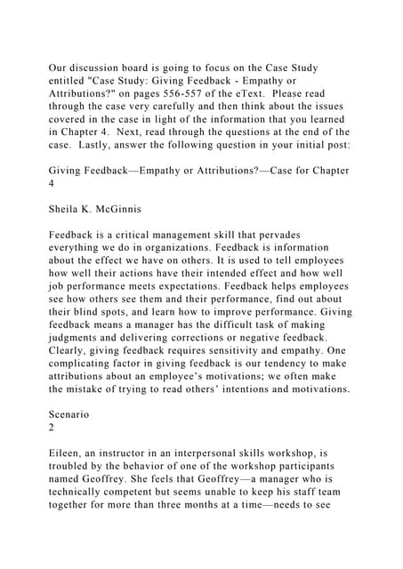 Case study - The friendly Supervisor , Interpersonal Communication Case Study Sem 2 BBA Christ ...