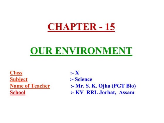 Our Environment Class - 10th | PPT
