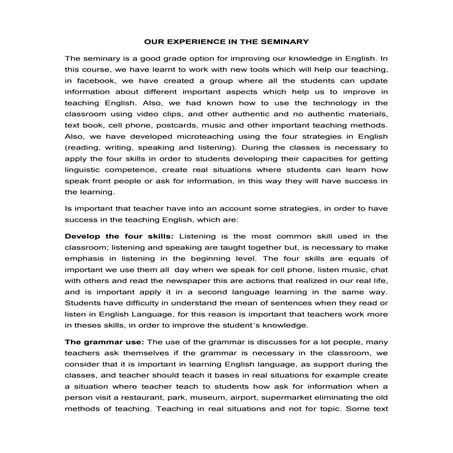 Our experience in the seminary[1] | DOCX