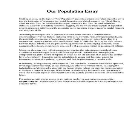 Our Population Essay. Phillips Community College of the University of ...
