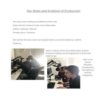 Our roles and evidence of production | PDF