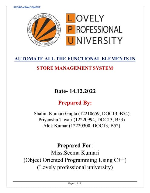 COFFEE SHOP MANAGEMENT SYSTEM.pptx | IT and Internet Support | Internet