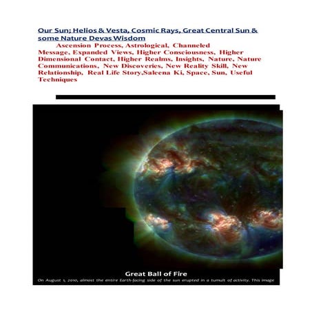 Our sun; helios & vesta, cosmic rays, great central sun & some nature ...