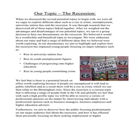 Our topic | DOCX | Documentary | Genres