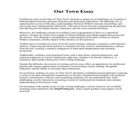 Our Town Essay | PDF | Books and Literature