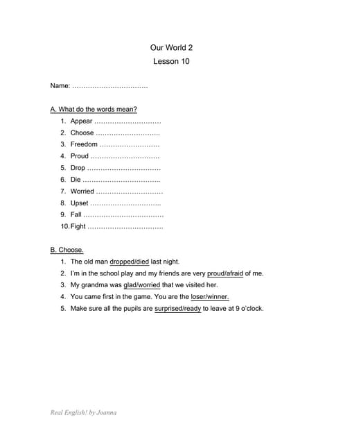 Our world 2 lesson 17 | PDF