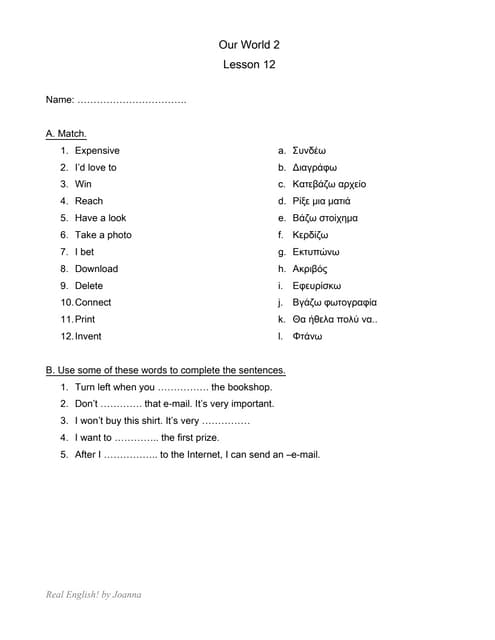 Our world 2 lesson 21 | PDF