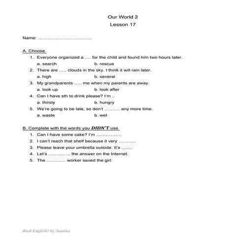 Our world 2 lesson 17 | PDF