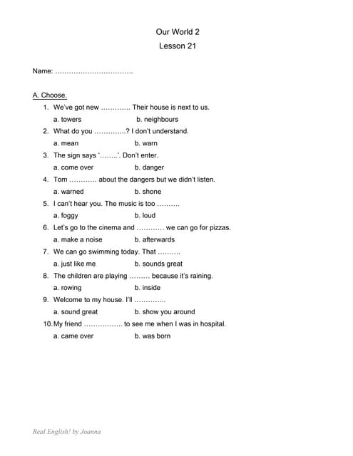 Our world 2 lesson 12 | PDF