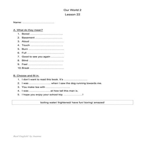 Our world 2 lesson 22 | PDF