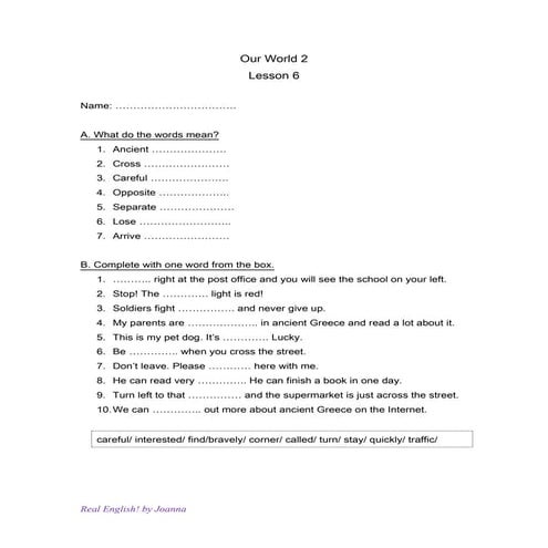 Our world 2 lesson 6 | PDF