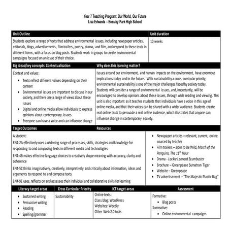 Our World Our Future English Program | DOCX