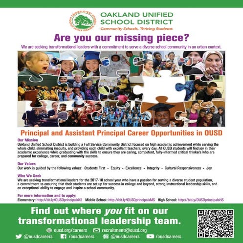 OUSD Principal & Assistant Principal Recruitment, 2017-18 | PDF