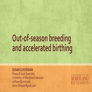 Out of-season breeding and accelerated birthing | PPTX