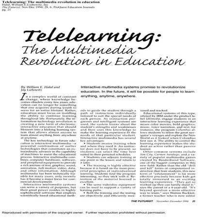 telelearning : the multimedia revolution in education | PDF