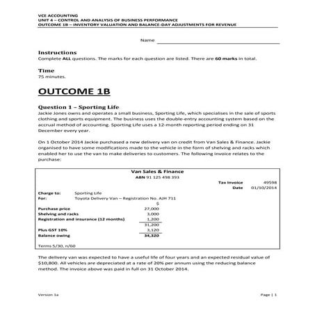 Unit 4 Outcome 1B - Questions v1a | PDF