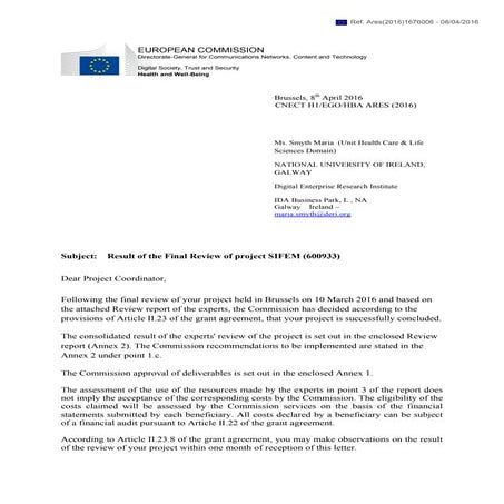 Outcome letter review march 2016 | PDF