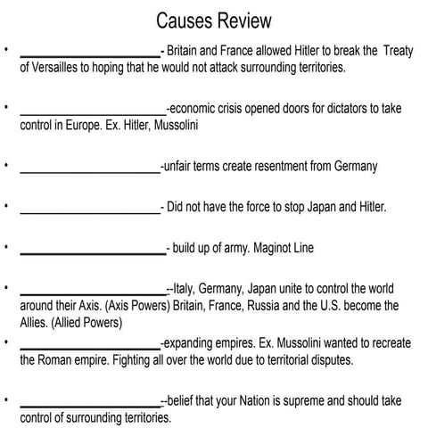 Outcomes of the World War II and it's causes | PPT